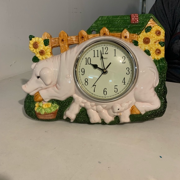 Wall Decor | Pig Clock With Nursing Piglets | Poshmark